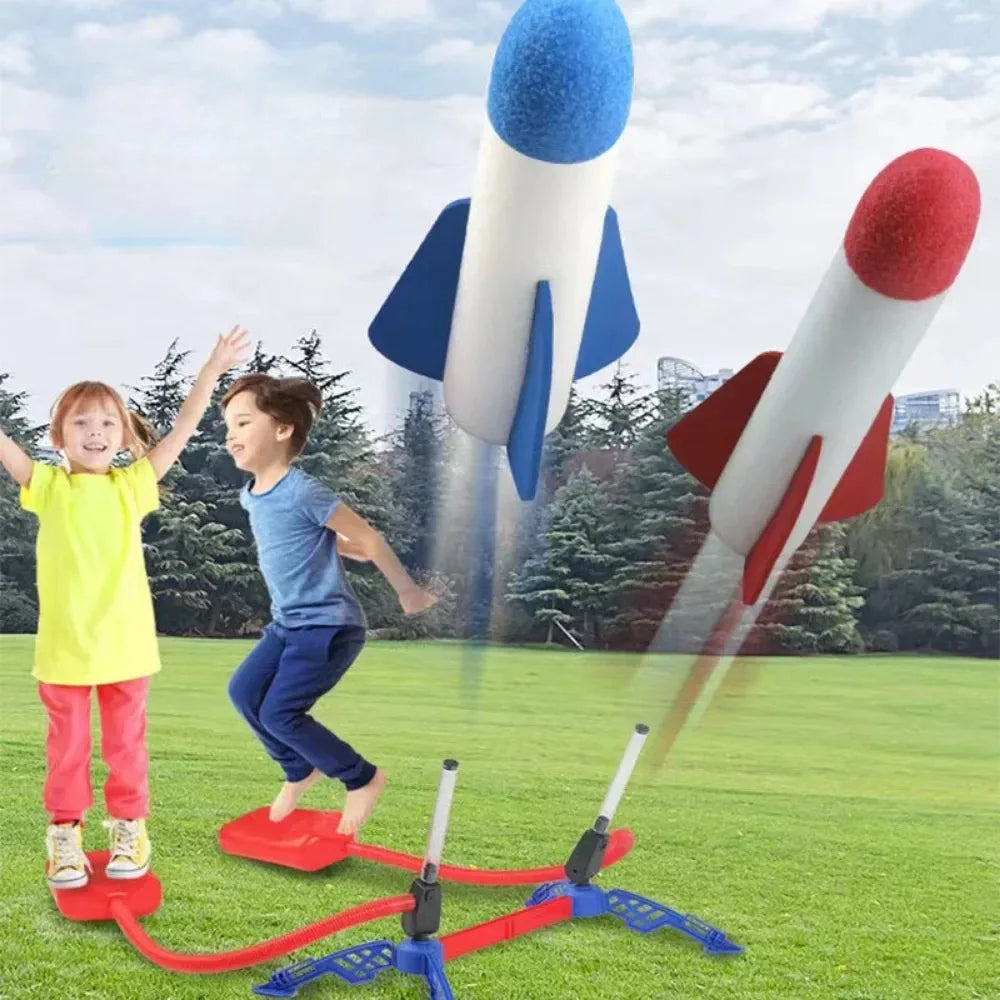 Kids Outdoor Rocket Foot Pump Launcher – Air-Powered Jump Rocket Toy ...